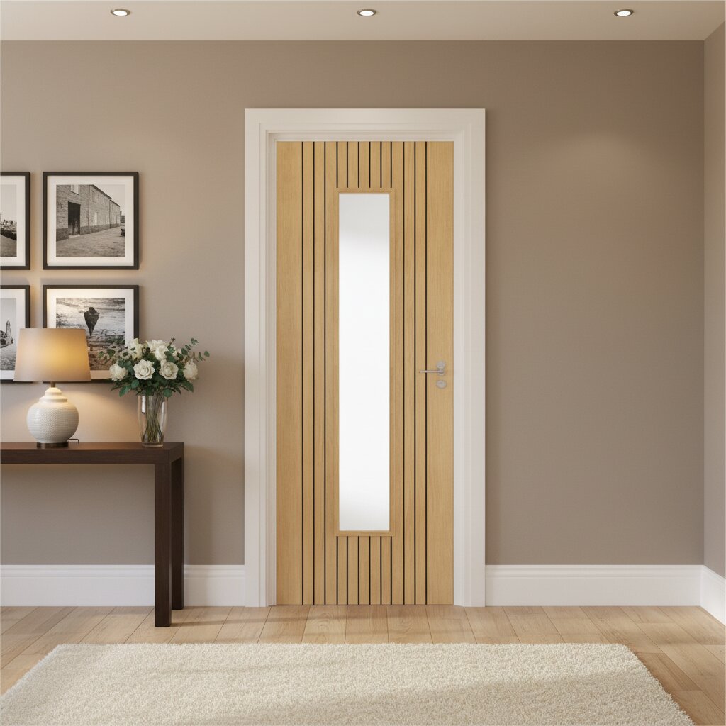 Aria Oak Clear Glazed Laminated Internal Door - UK Oak Doors