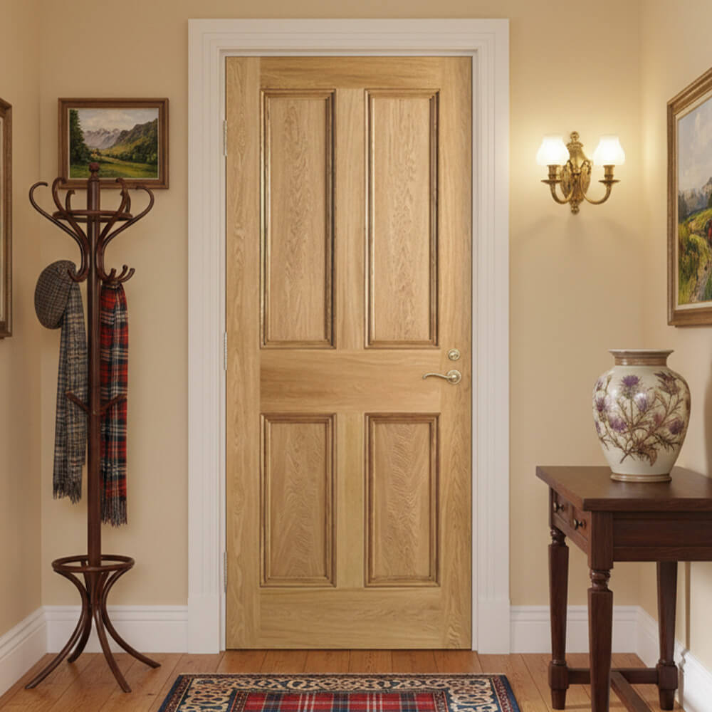 Oak Veneer 4 Flat Panel Internal Door | UK Oak Doors | UK Oak Doors