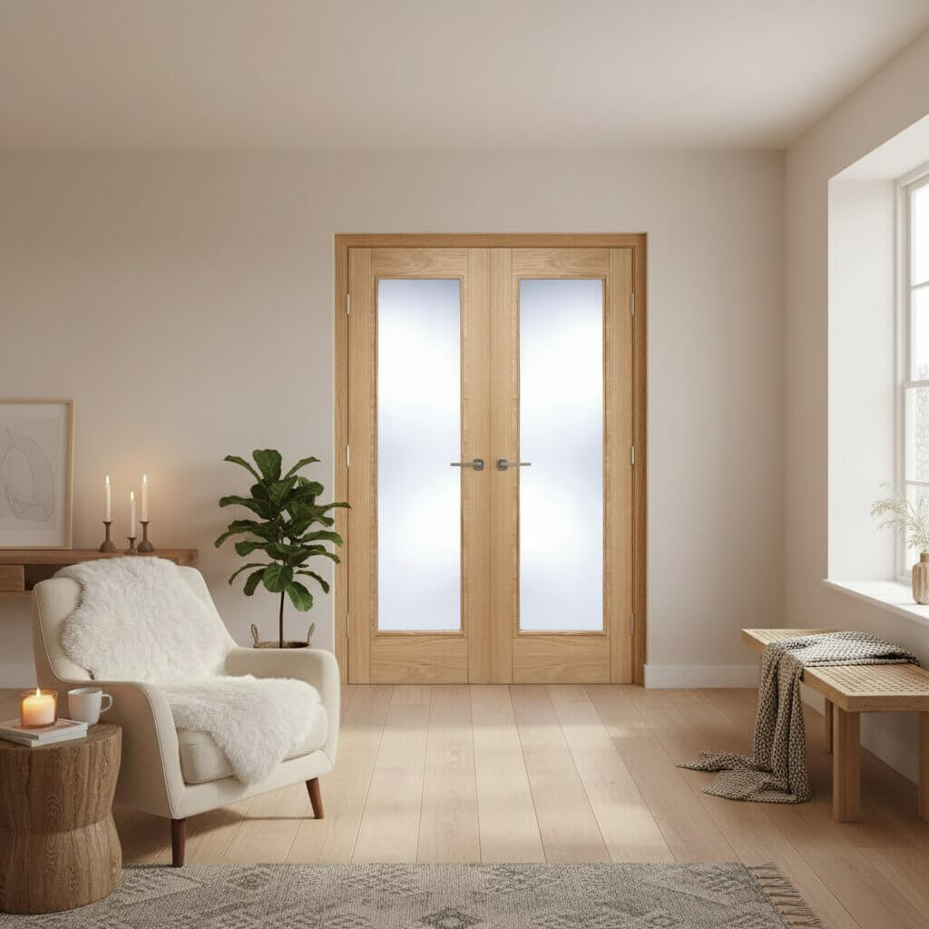 Vancouver Prefinished Oak Clear Glazed Internal Door Pair | UK Oak ...